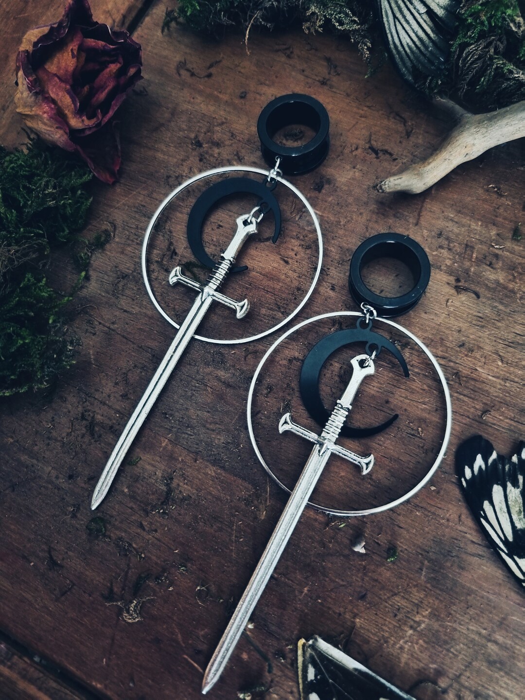 Sword Ear Tunnels, Ear Tunnels, Ear Gauges, Sword Earrings - Etsy