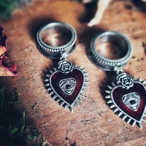 Sacred Heart Ear Tunnels, Ear Gauges, Ear Plugs, Goth Ear Plugs, Ear ...
