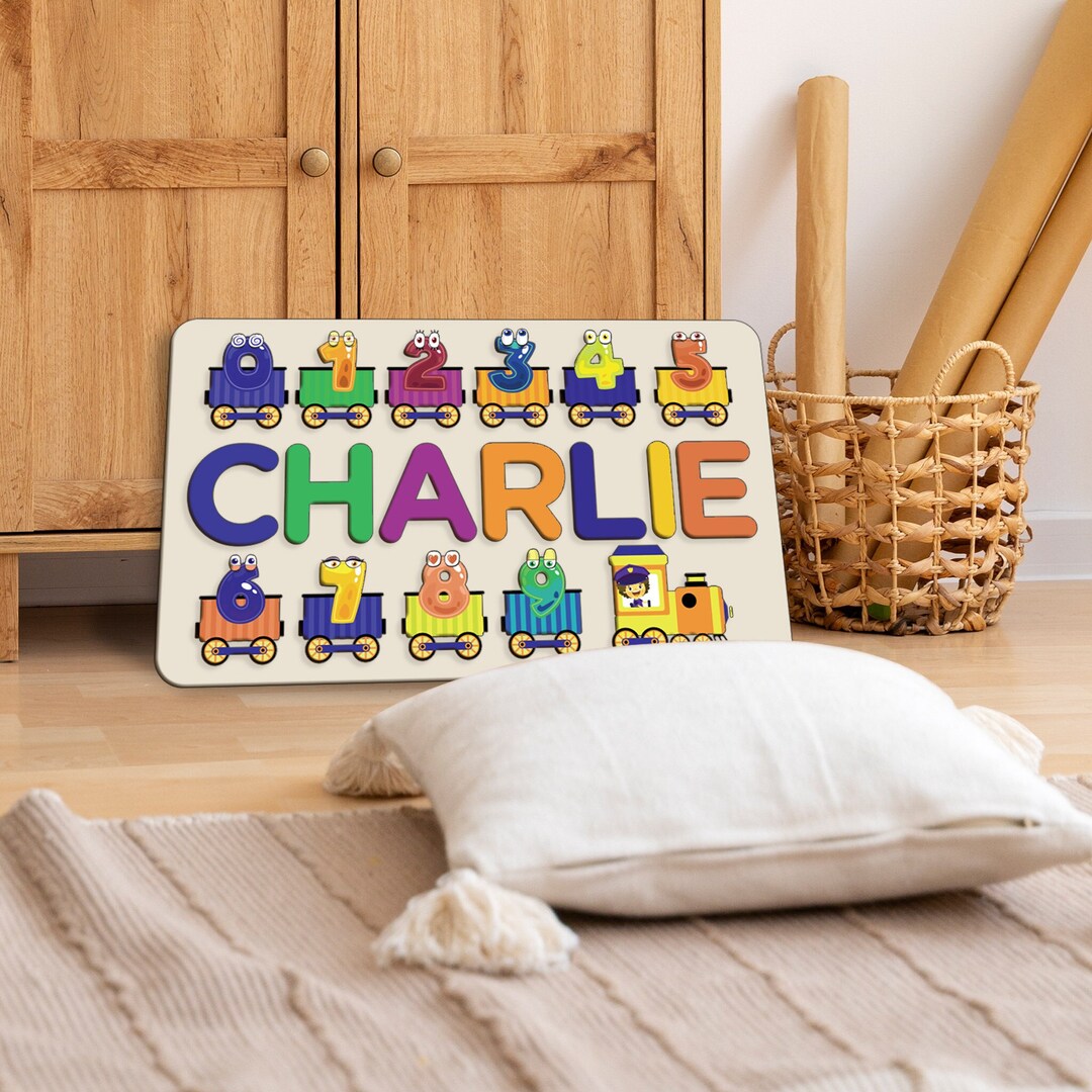 Personalized Train and Numbers Puzzle for Kids Custom Wooden Name ...