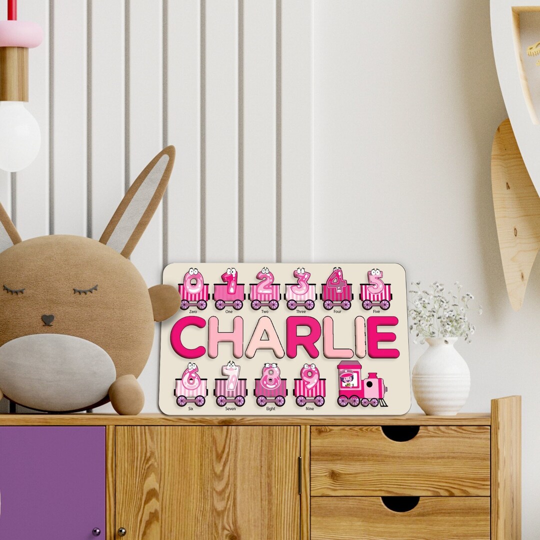 Colorful Montessori Name Puzzles With Train and Numbers for Unique ...