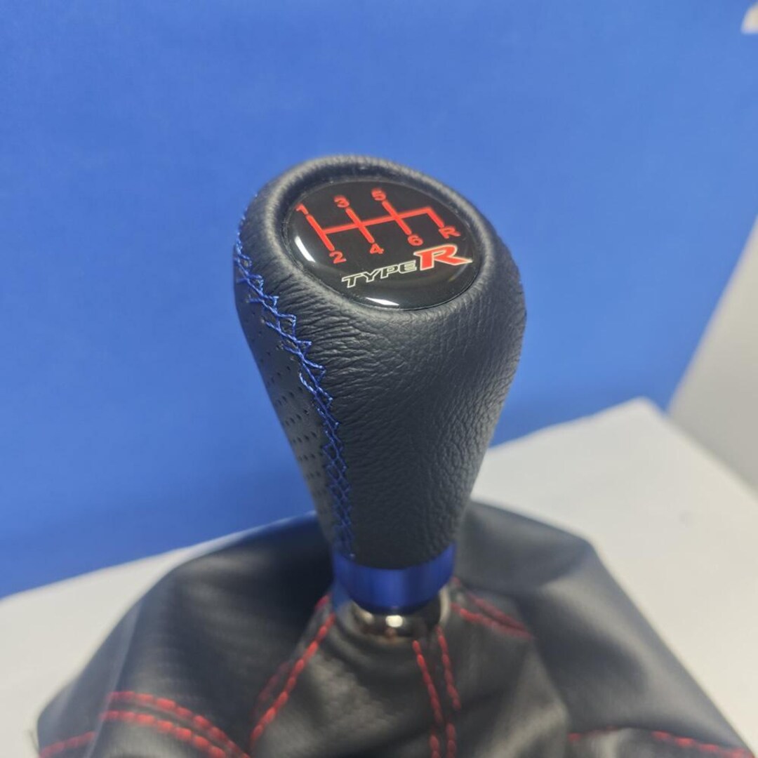 CUSTOM Black Leather Stitched Type R 6 SPEED Shift Gear Knob Honda ...