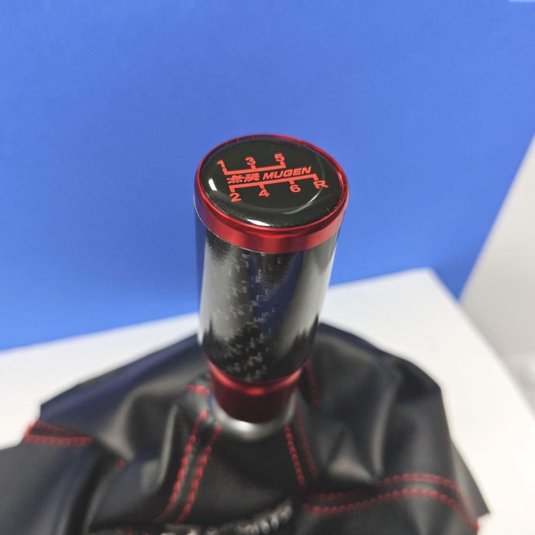 CUSTOM Carbon Fiber Red Aluminum Power 5/6 SPEED Shift Gear Knob Honda ...