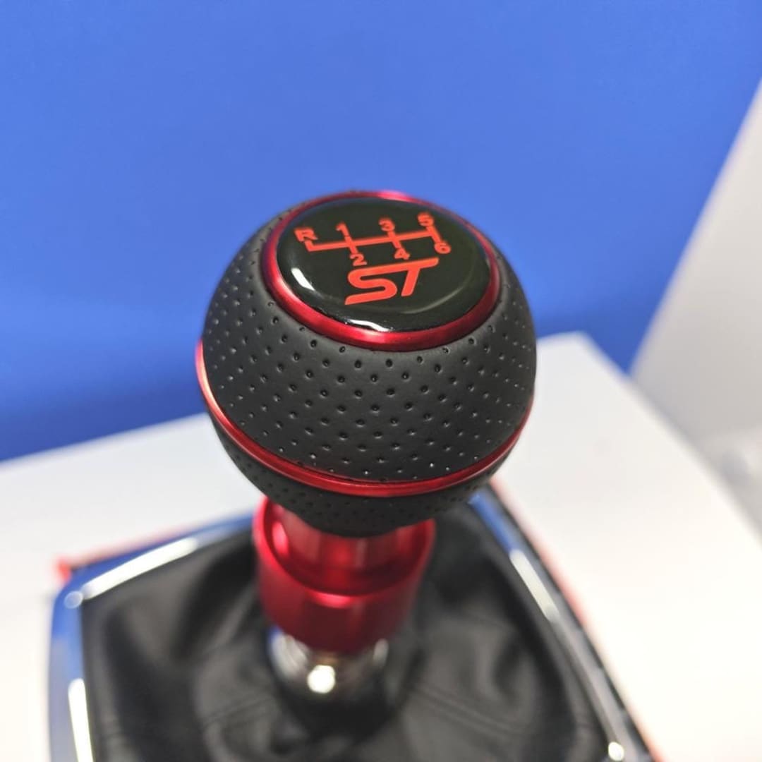 CUSTOM LEATHER + Red Aluminum 6 Speed St Sport Shift Gear Stick Knob ...