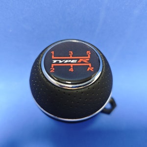 CUSTOM Chrome Leather Aluminum Type R 5/6 SPEED Shift Gear Knob Honda ...