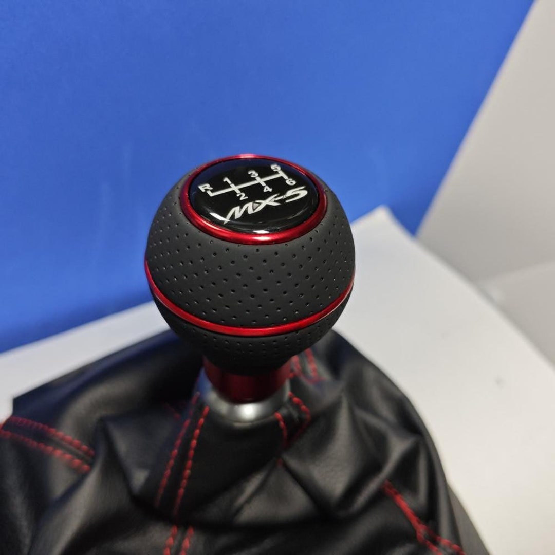 CUSTOM LEATHER + RED Aluminum Mx-5 6 Speed Shift Gear Stick Knob Mazda ...
