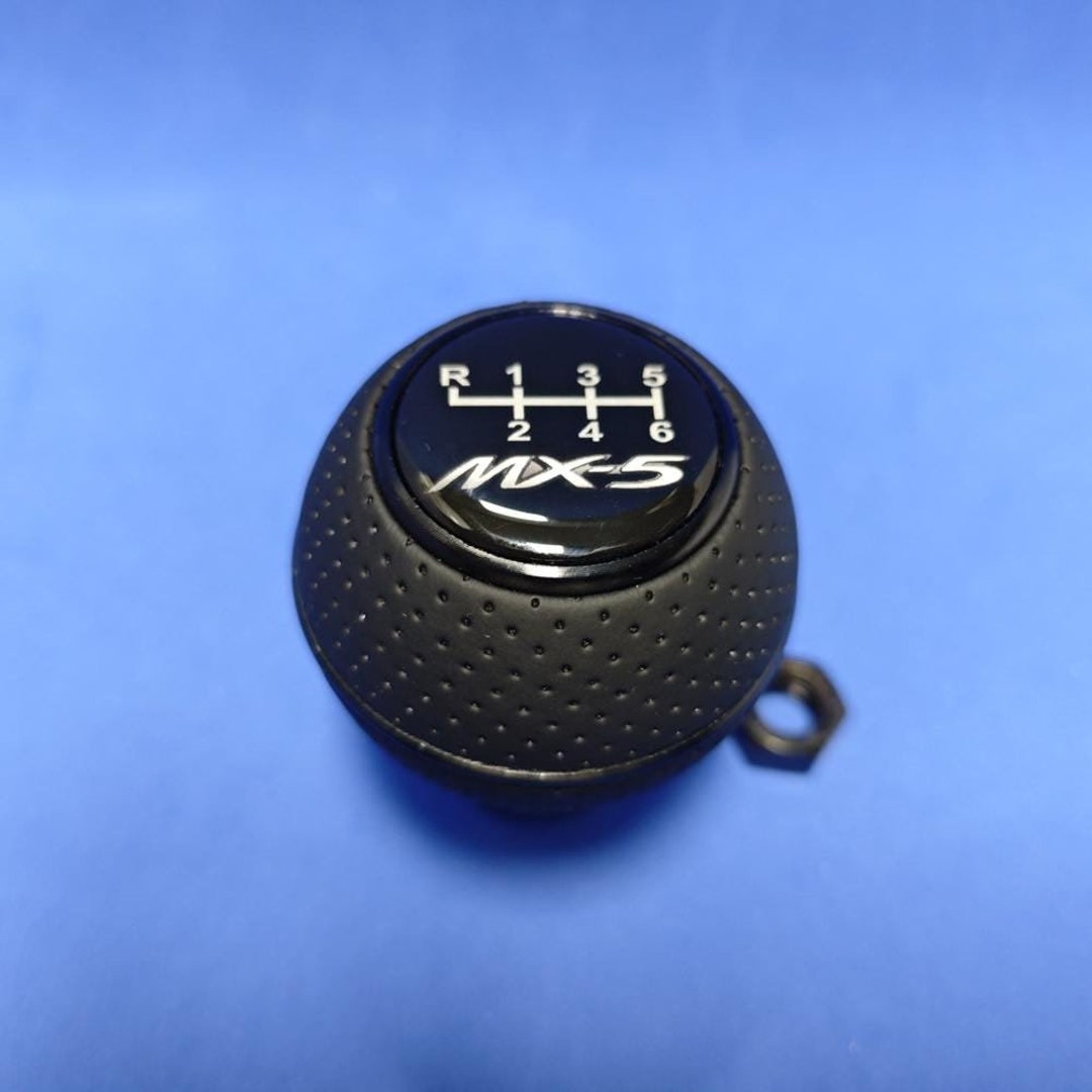 CUSTOM LEATHER + Black Aluminum Mx-5 6 Speed Shift Gear Stick Knob ...