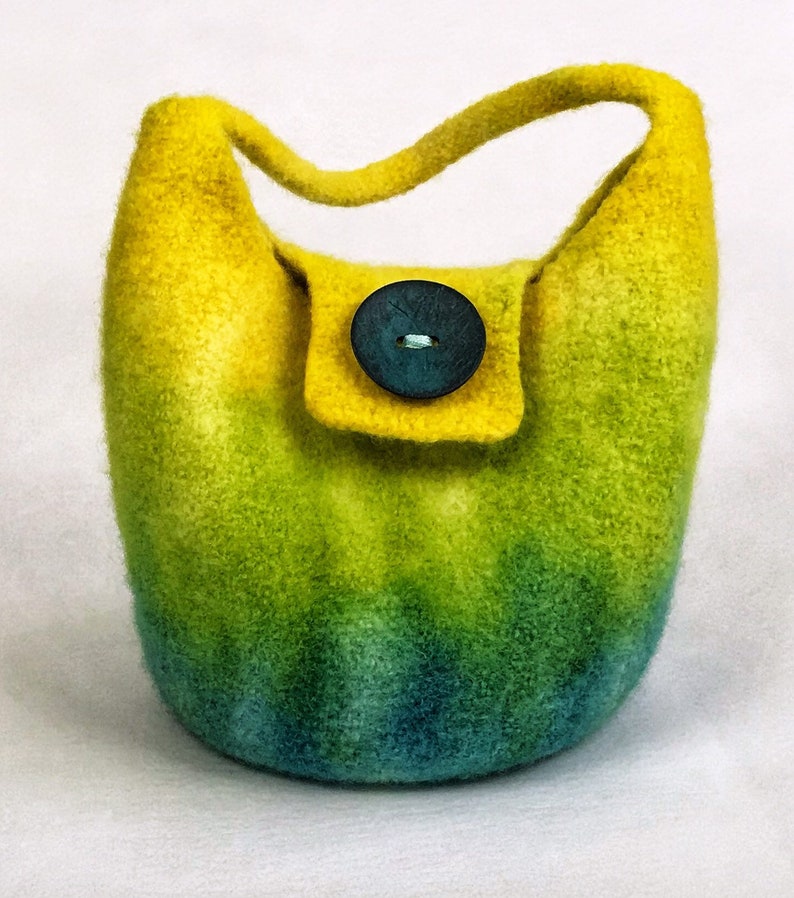 Hand Knit Bag, Felted Wool Bag, Hand Dyed, Color Comforts, Teal Bag ...