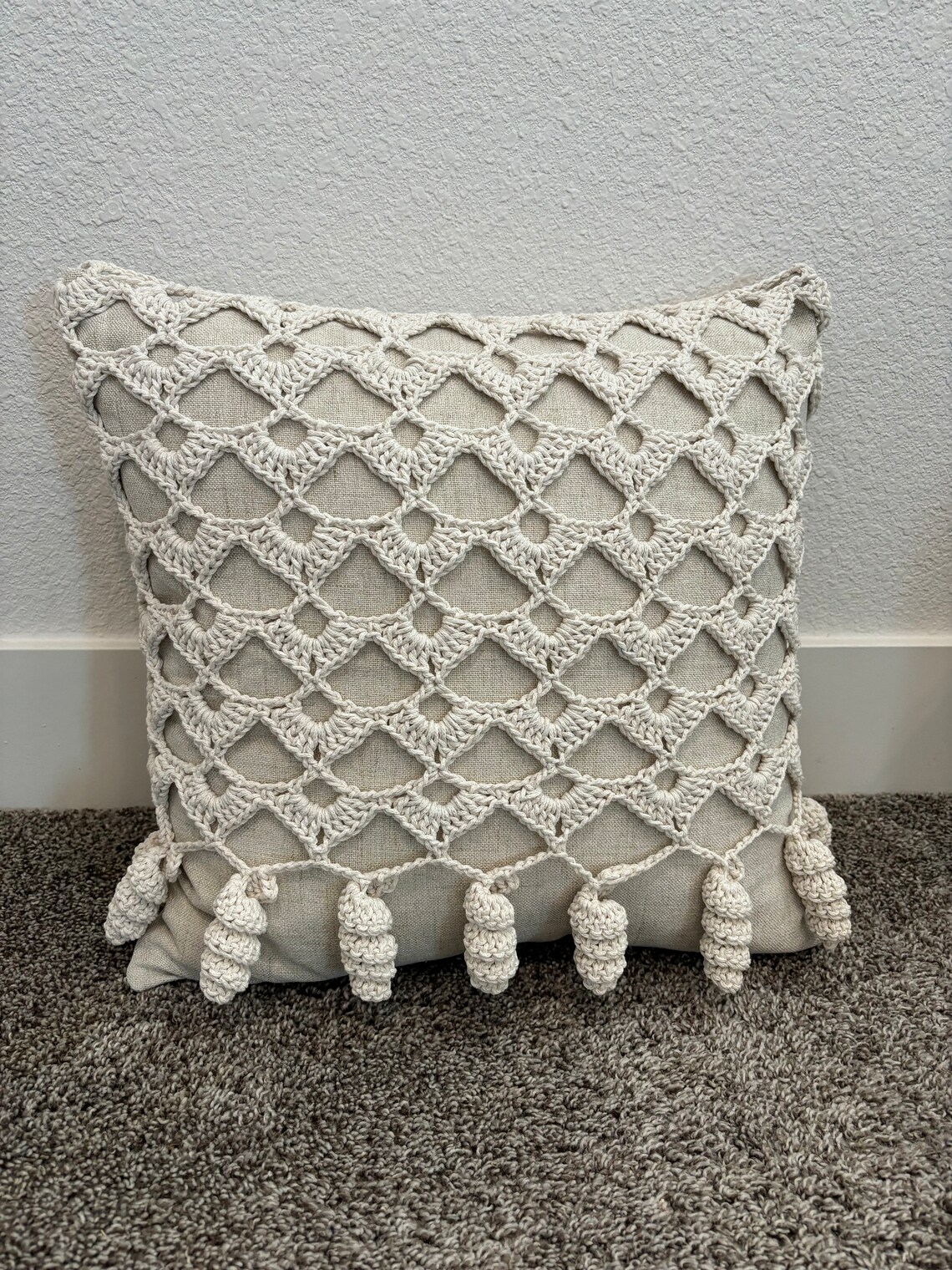 Handmade Crocheted Throw Pillow, Decorative Pillow, Modern Pattern ...