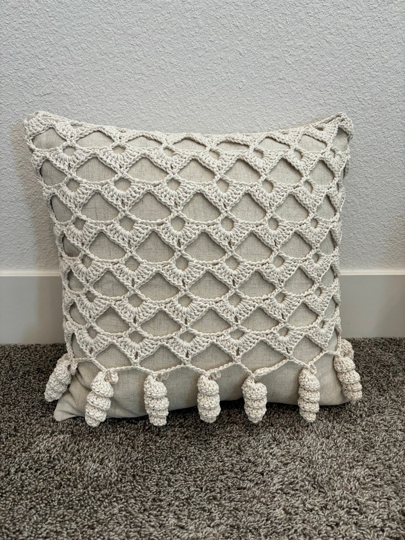 Handmade Crocheted Throw Pillow, Decorative Pillow, Modern Pattern ...
