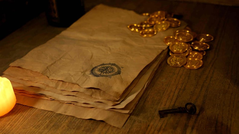 5 Sheets Physical Compass Treasure Map for Boys Birthday Treasure Hunt ...