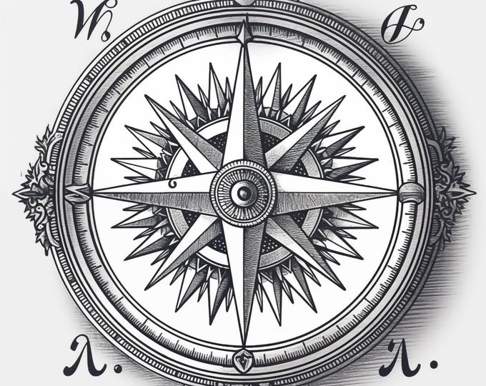 Digital Compass Symbol Treasure Map for Boys Birthday Party Treasure ...