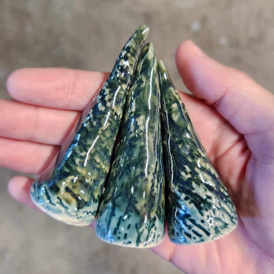 Mini Miniature Hand Made Pottery Ceramic Christmas Tree Trees ...