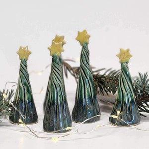 Handmade Stoneware Pottery Ceramic Miniature Mini Twisted Christmas ...