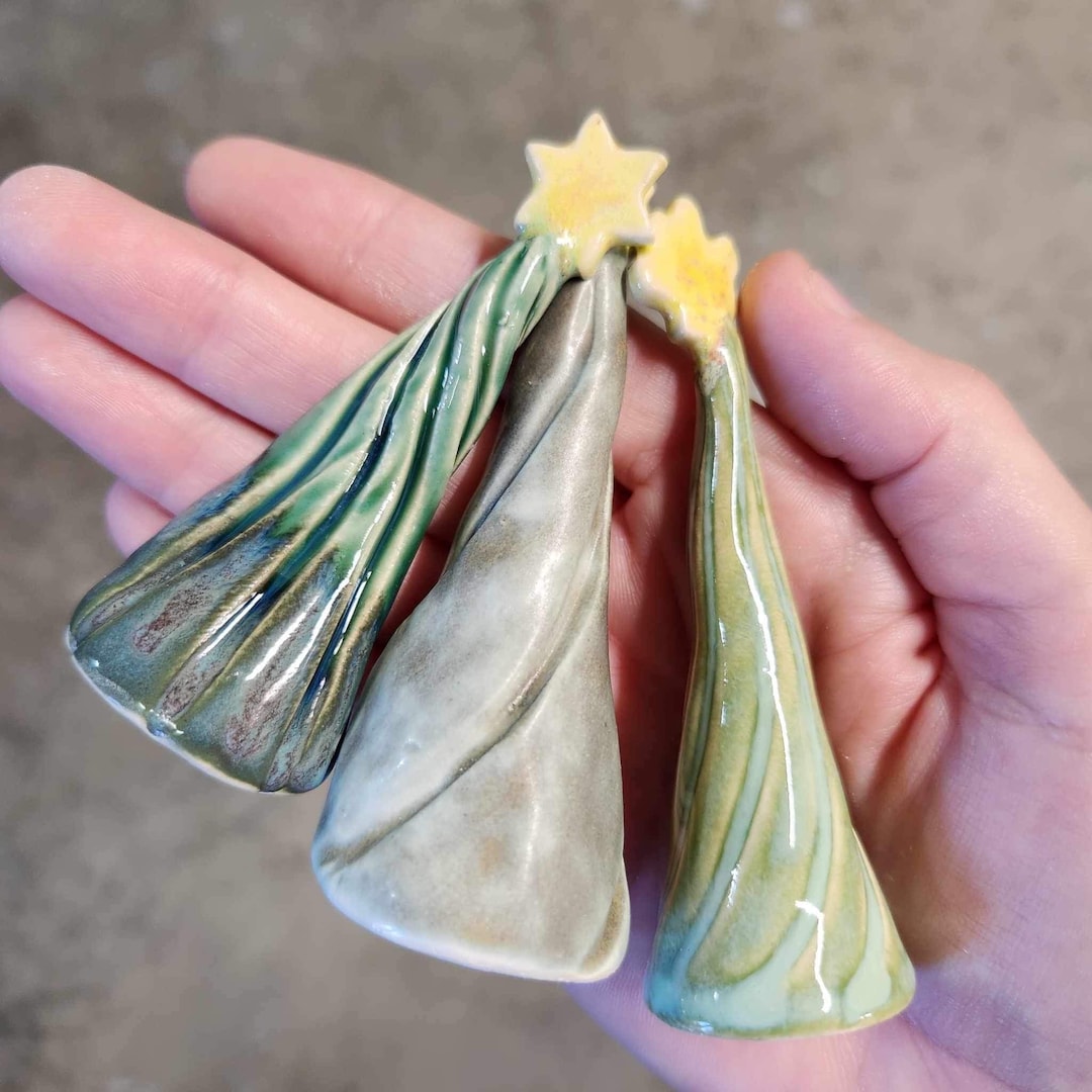 Handmade Stoneware Pottery Ceramic Miniature Mini Twisted Christmas ...