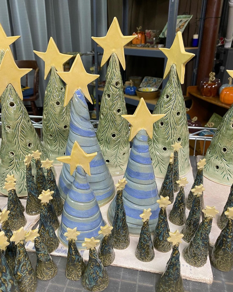 Mini Miniature Hand Made Pottery Ceramic Christmas Trees - Etsy