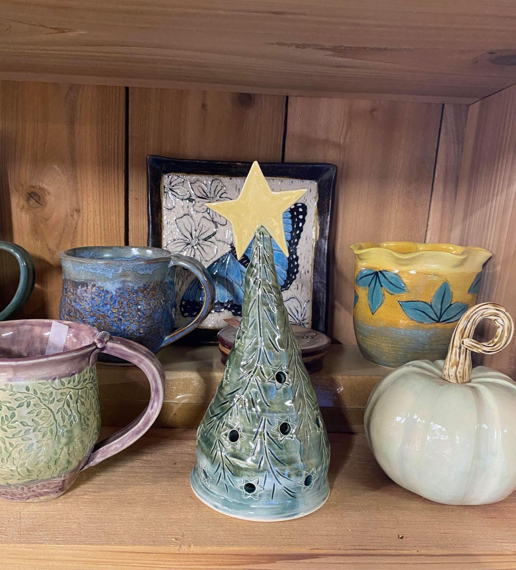 Stoneware Pottery Christmas Tree Holiday Decoration Lighted | Etsy