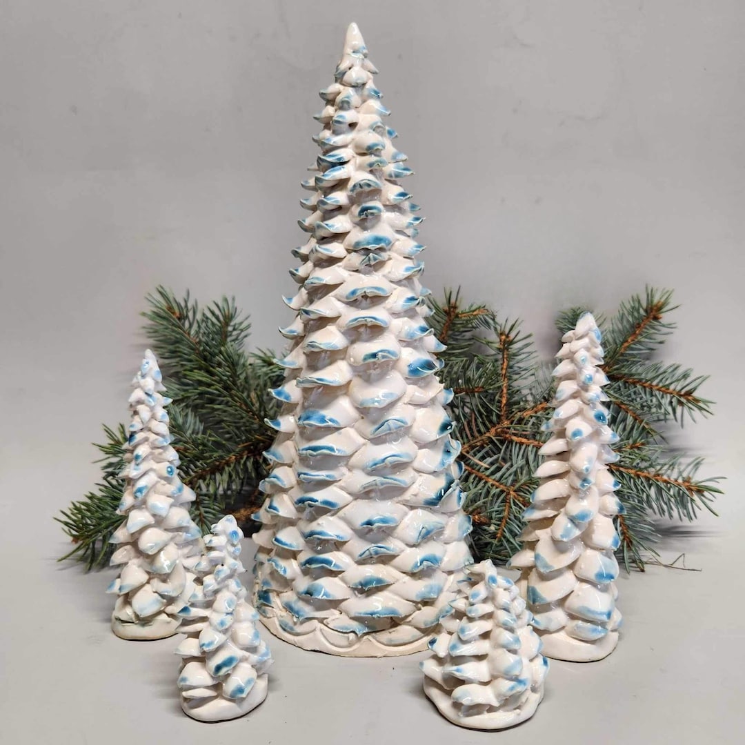 Stoneware Pottery Hand Built & Carved Small Tree Fir Tree North Woods ...
