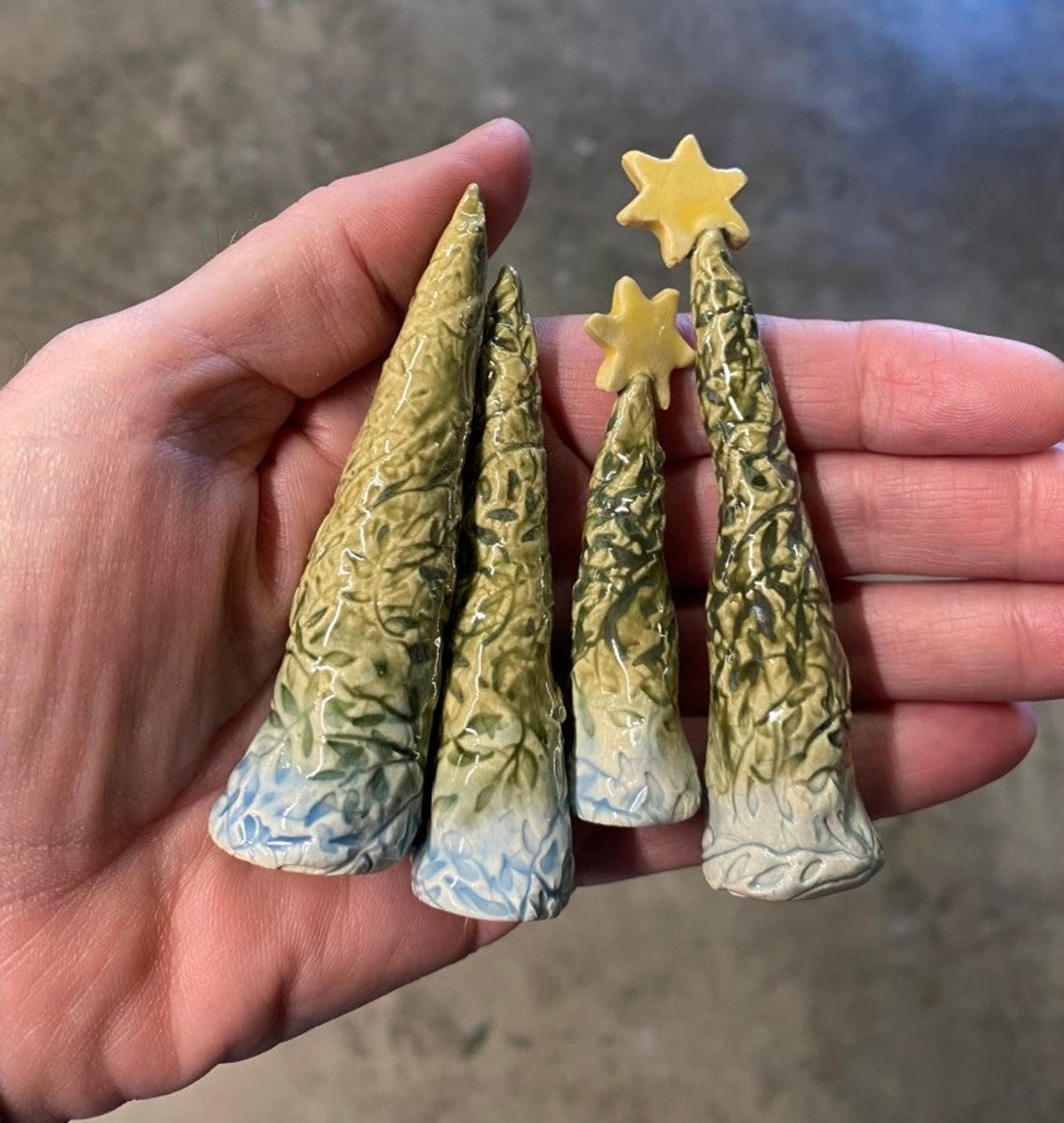 Mini Miniature Hand Made Pottery Ceramic Christmas Tree Trees - Etsy
