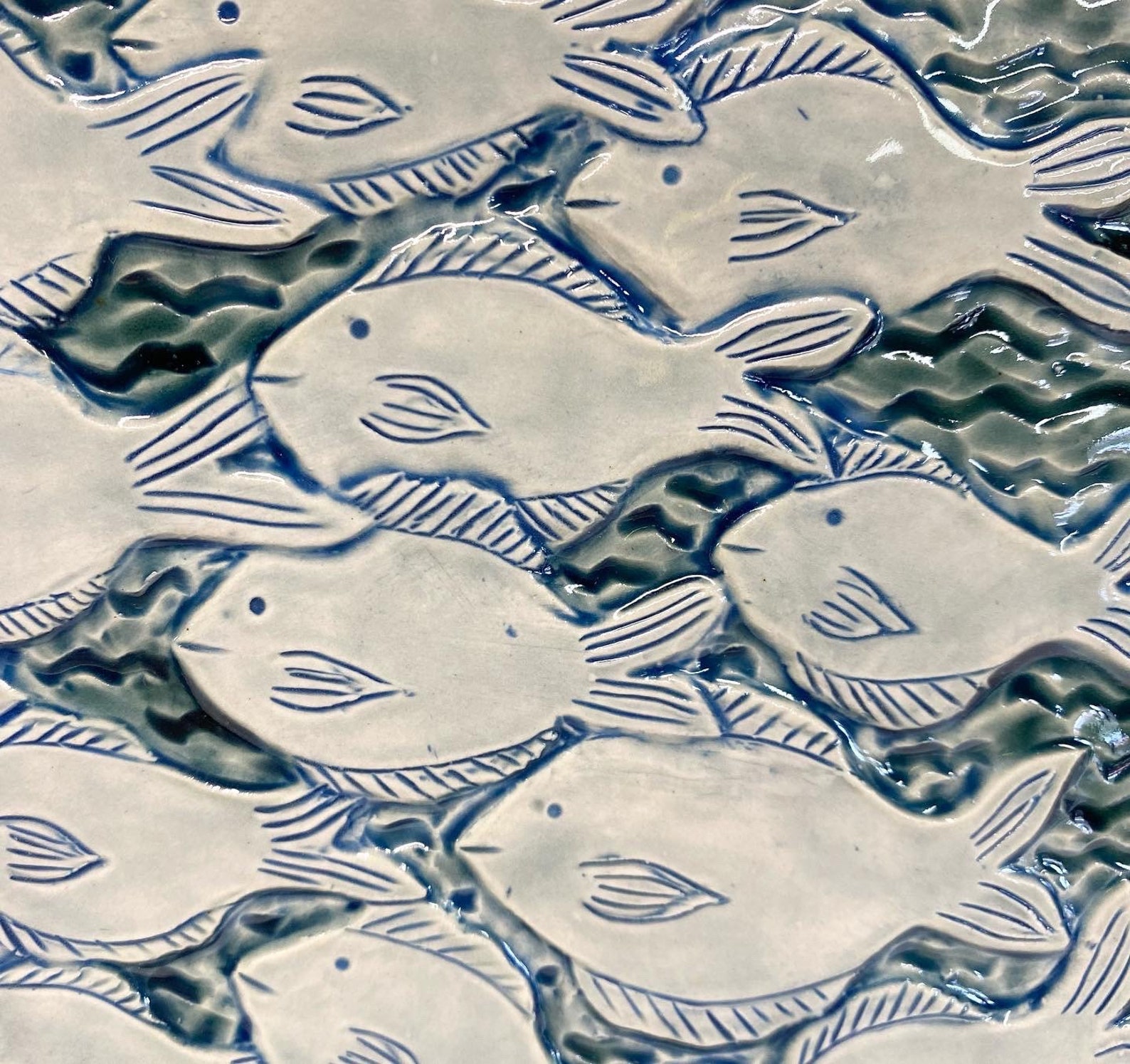 Sgraffito Hand Sculpted Stoneware Pottery Art Tile Wall Plaque - Etsy