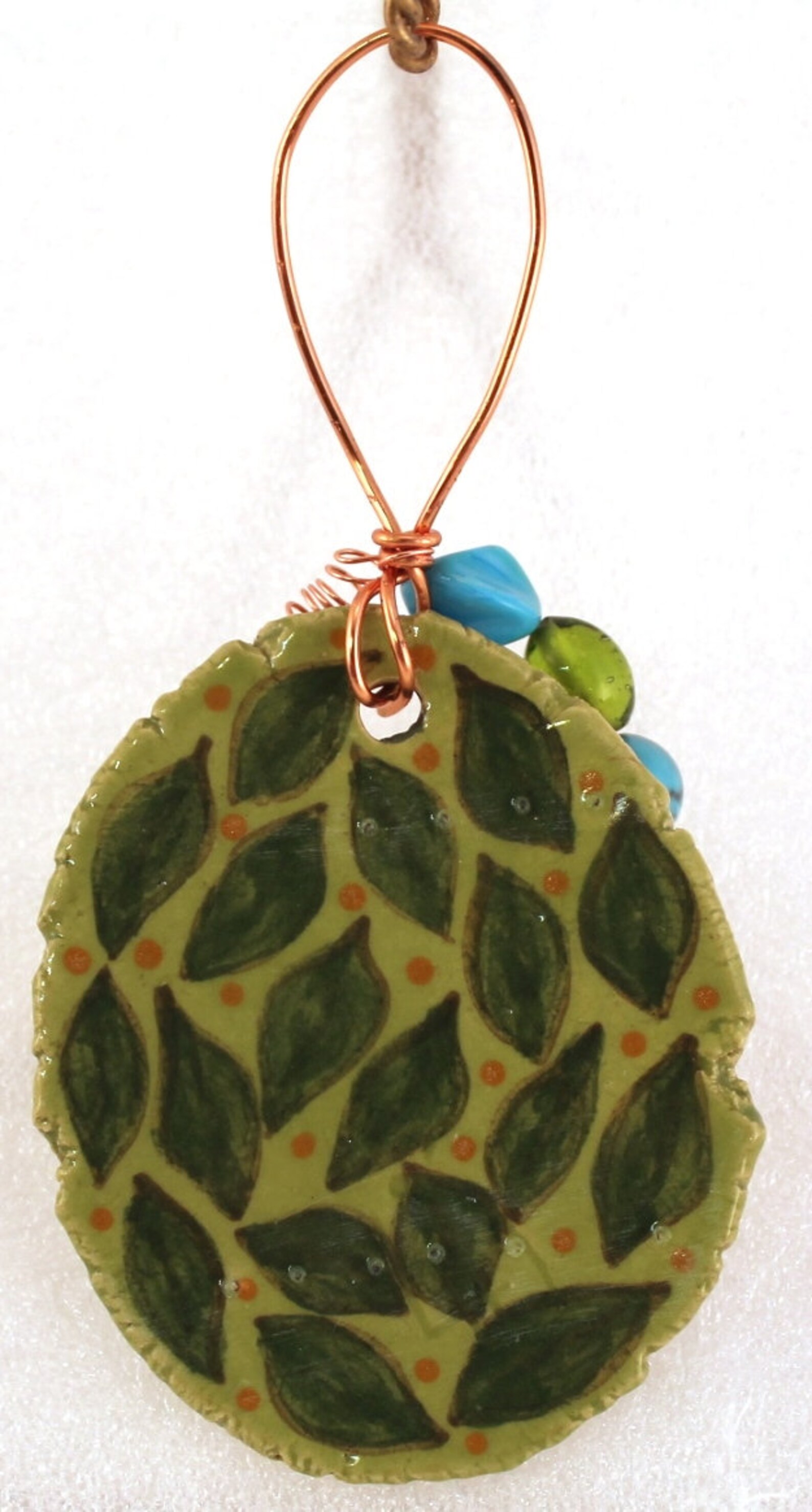 Hand Made Free Form Pottery Ornament Sgraffito Flower Lime - Etsy