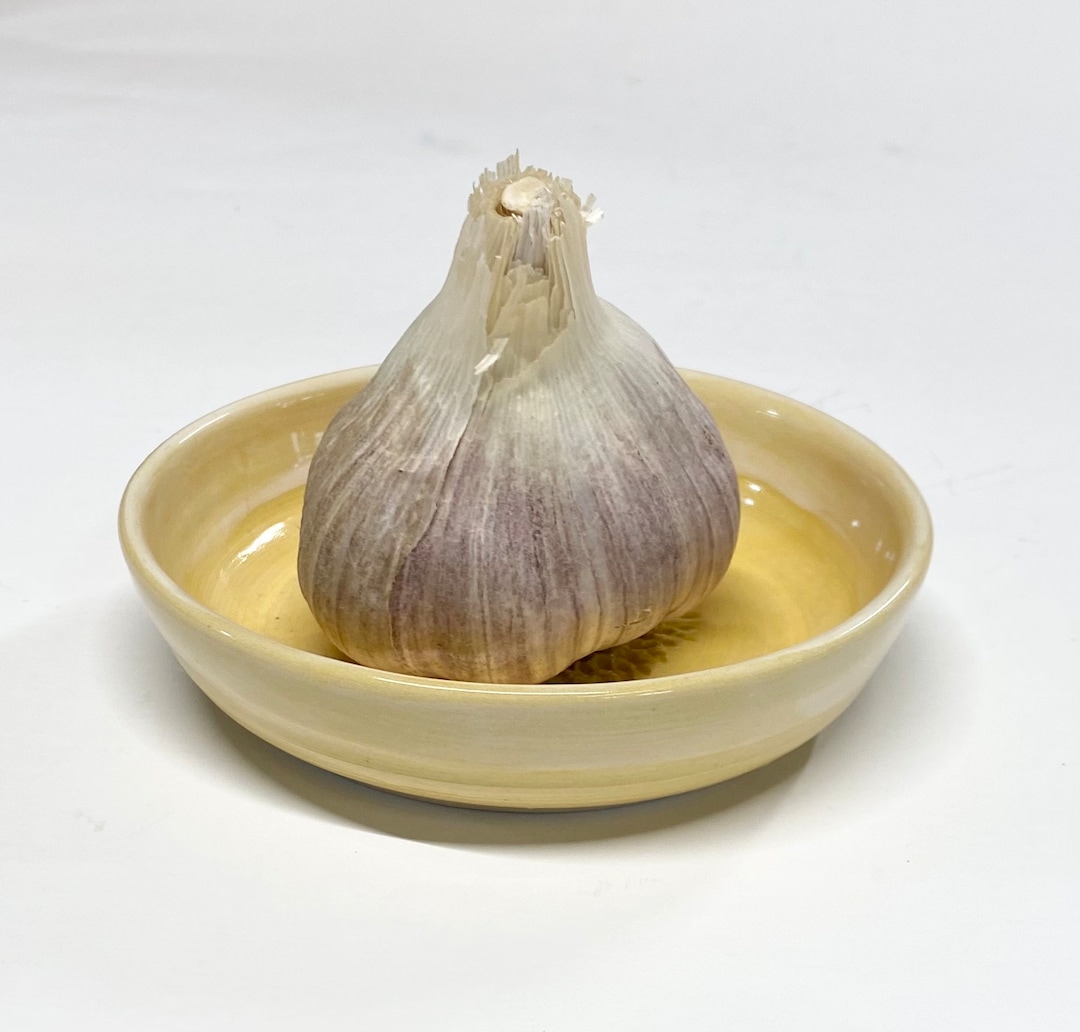Wheel Thrown Stoneware Ceramic Garlic Grater Bowl Dish Yellow Hand Made ...