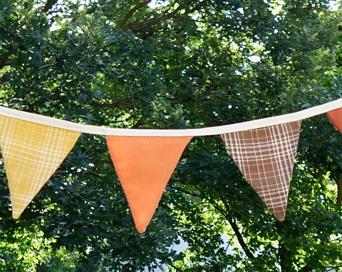 Autumn Fall Flag Banner Bunting, Fabric Garland Flags, Yellow, Orange ...