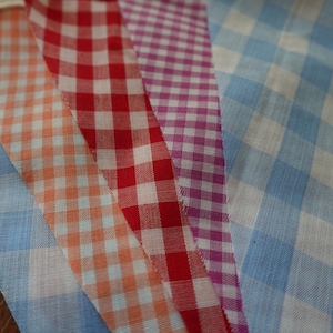 Vintage Picnic Gingham Banner Bunting, Fabric Garland Flags, Blue ...