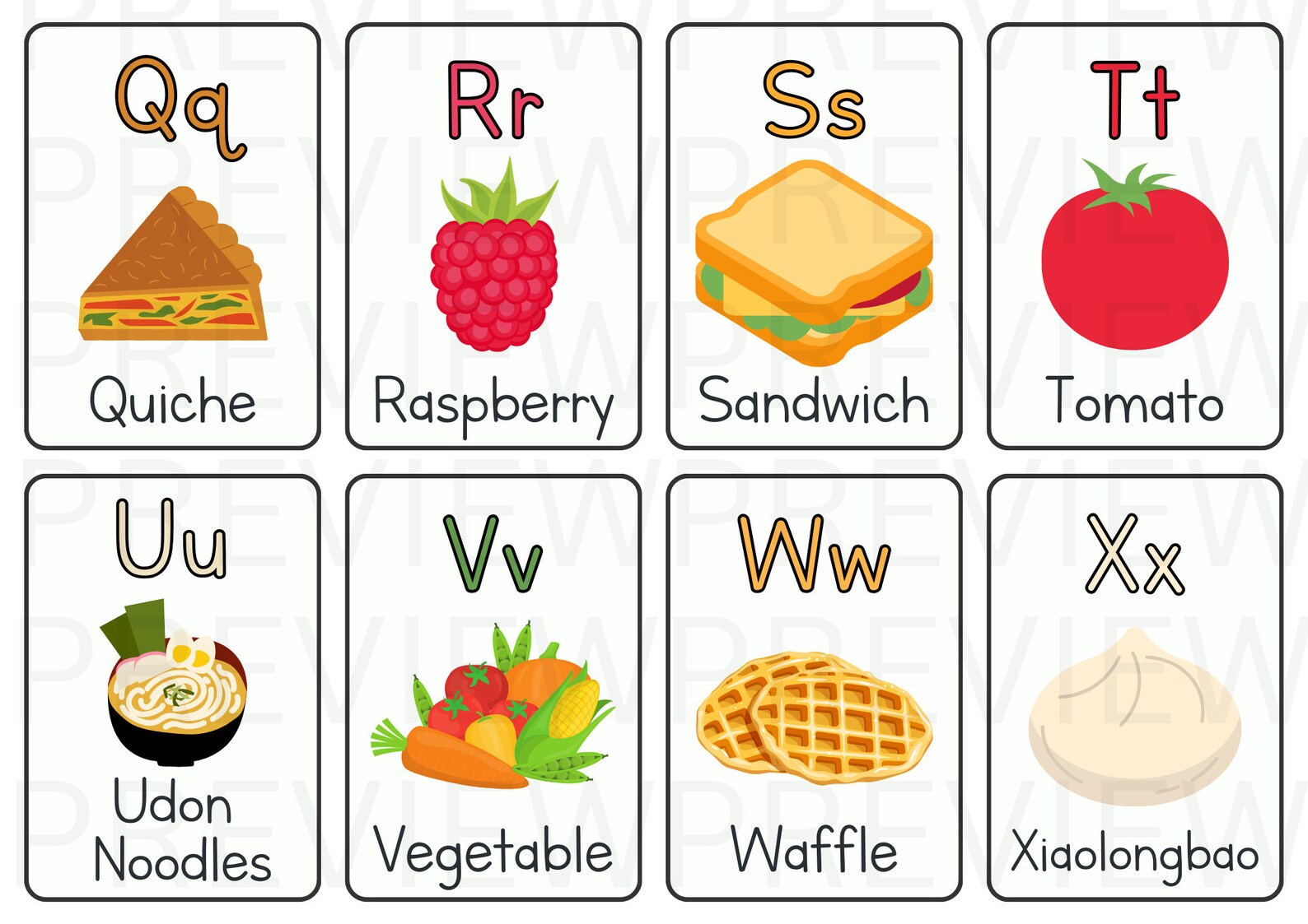 Printable ABC Food Flashcards: A Collection of 26 Colorful Cards ...