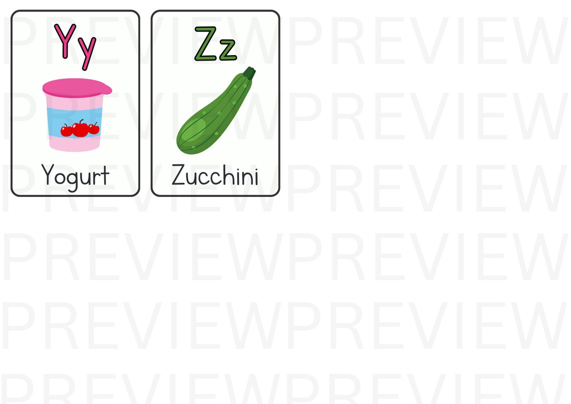Printable ABC Food Flashcards: A Collection of 26 Colorful Cards ...