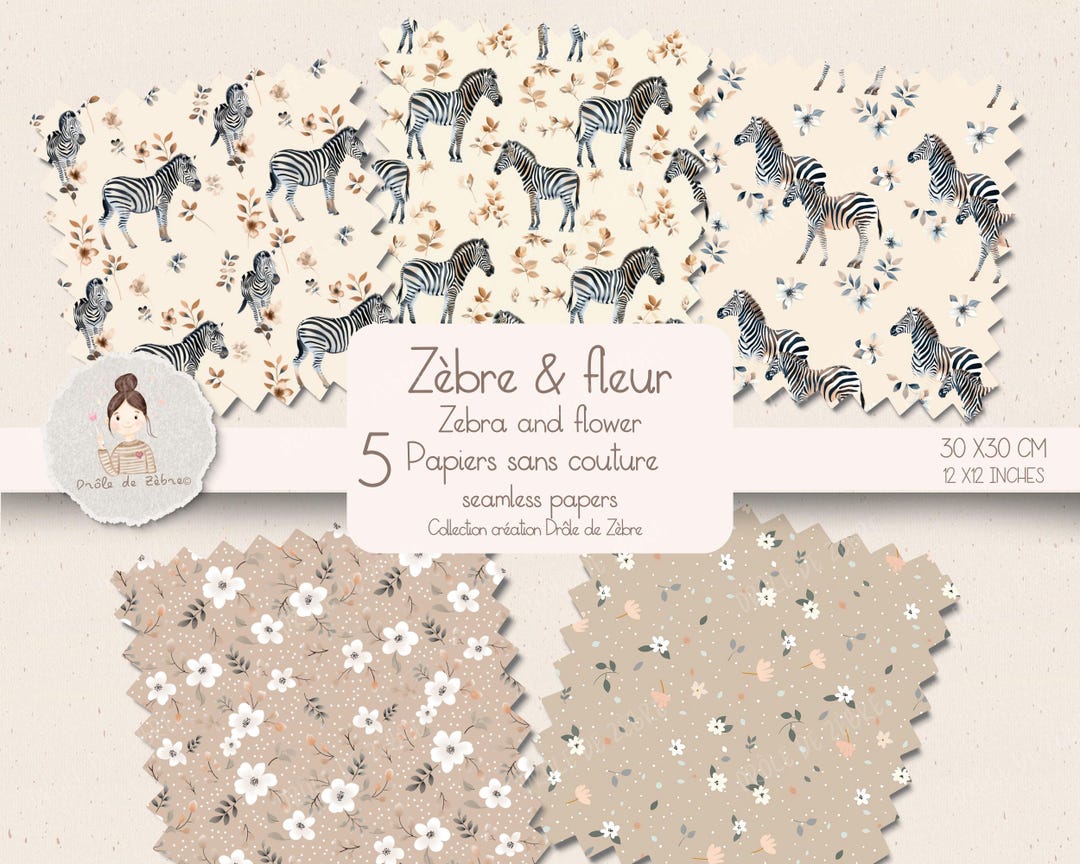 Seamless Zebra Digital Paper for Baby, Kids Seamless File for Fabric ...