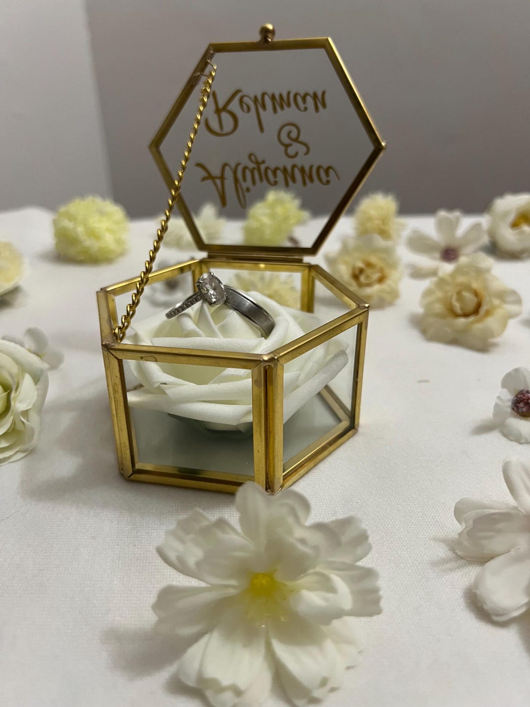 Personalized Ring Box, Hexagon Ring Box for Engagement, Nikkah, Ring ...