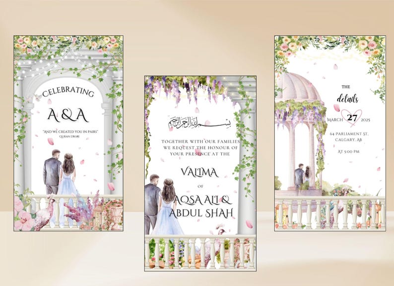 Regal Purple Muslim Wedding Invitation Template: Islamic Nikkah, Barat ...