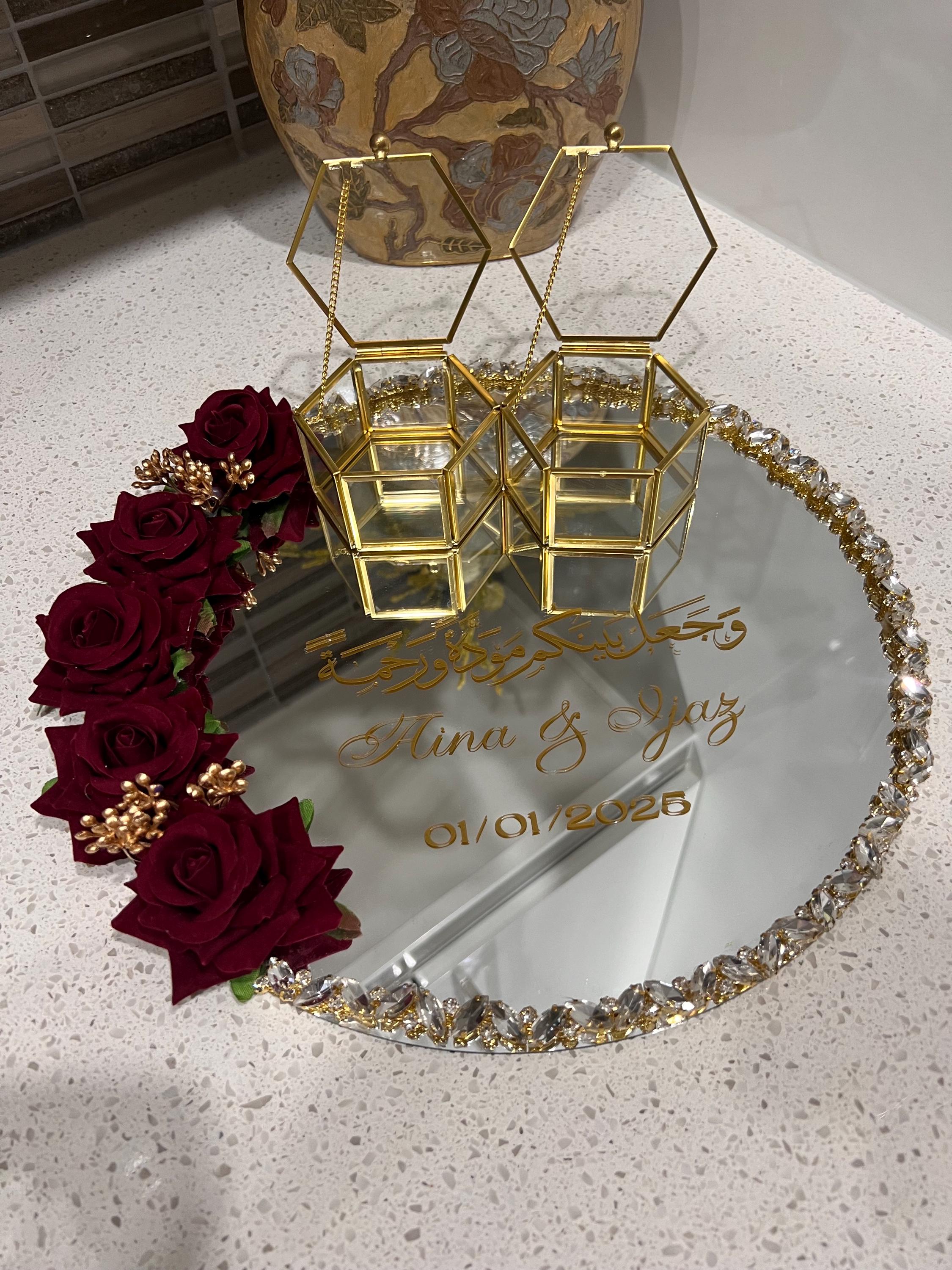 Custom Calligraphy Ring Tray: Gold & Maroon Wedding Decor - Etsy