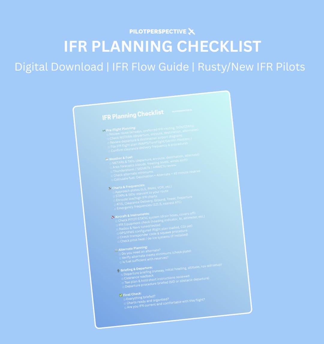 IFR Flight Planning Checklist | Digital IFR Study Guide & Cockpit ...