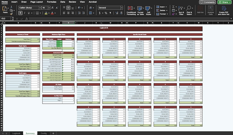 Electronic Digital Pilot Logbook - CASA Australian Version - Excel - Etsy