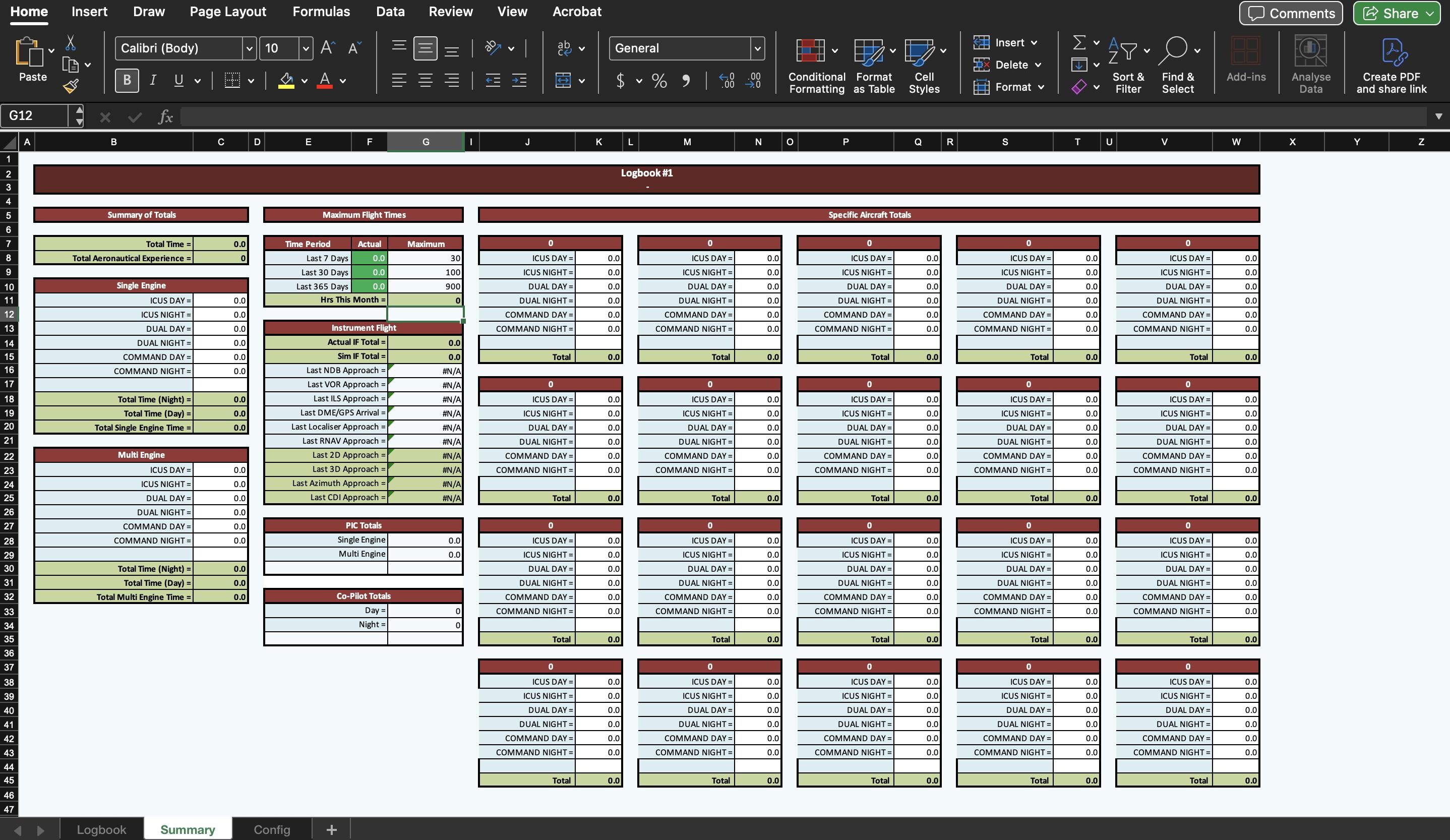 Electronic Digital Pilot Logbook - CASA Australian Version - Excel - Etsy