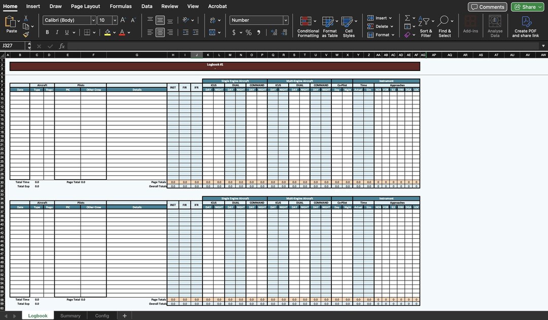 Electronic Digital Pilot Logbook - CASA Australian Version - Excel - Etsy