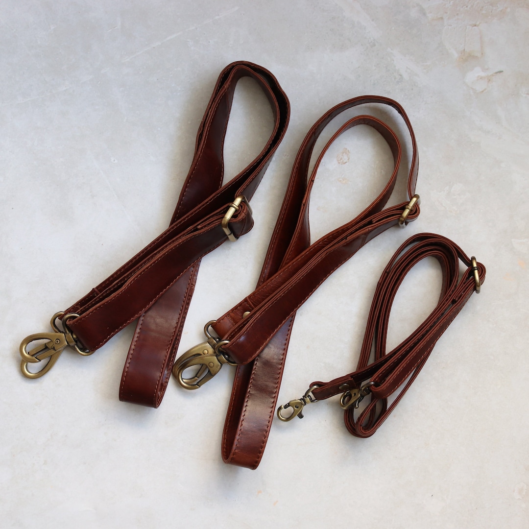 Leather Purse Strap, Brown Leather Replacement Strap, Adjustable and ...