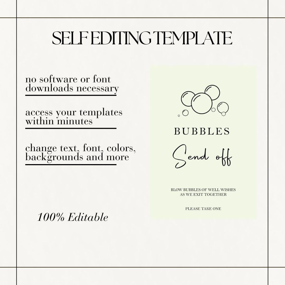 Bubble Send off Wedding Sign, Wedding Exit Signs, Wedding Sign ...