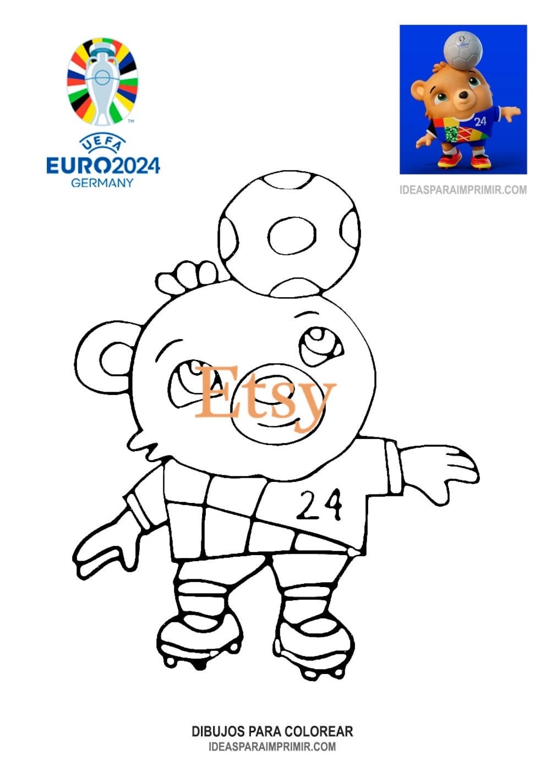 Eurocup Pack of 3 Coloring Pages of Euro 2024 Digital Downloadable Free ...