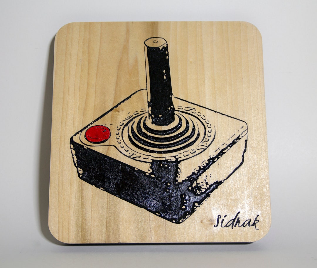 Wooden Atari Controller Wall Art - Engraved Joystick Art - Atari Wall Decor - Retro Gaming Art ...