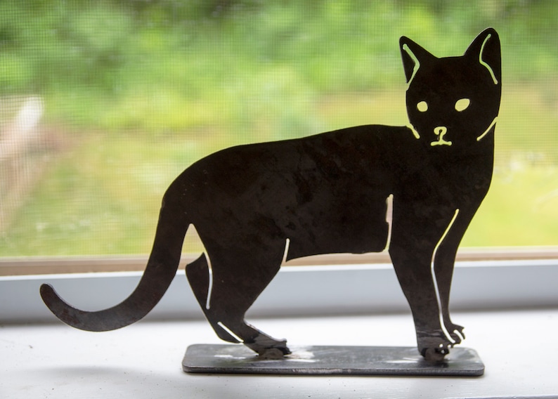 Silhouette Cat Decor Tabletop Cat Art Metal Cat Art Cat - Etsy