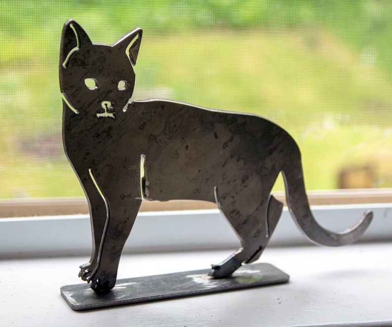 Silhouette Cat Decor Tabletop Cat Art Metal Cat Art Cat - Etsy