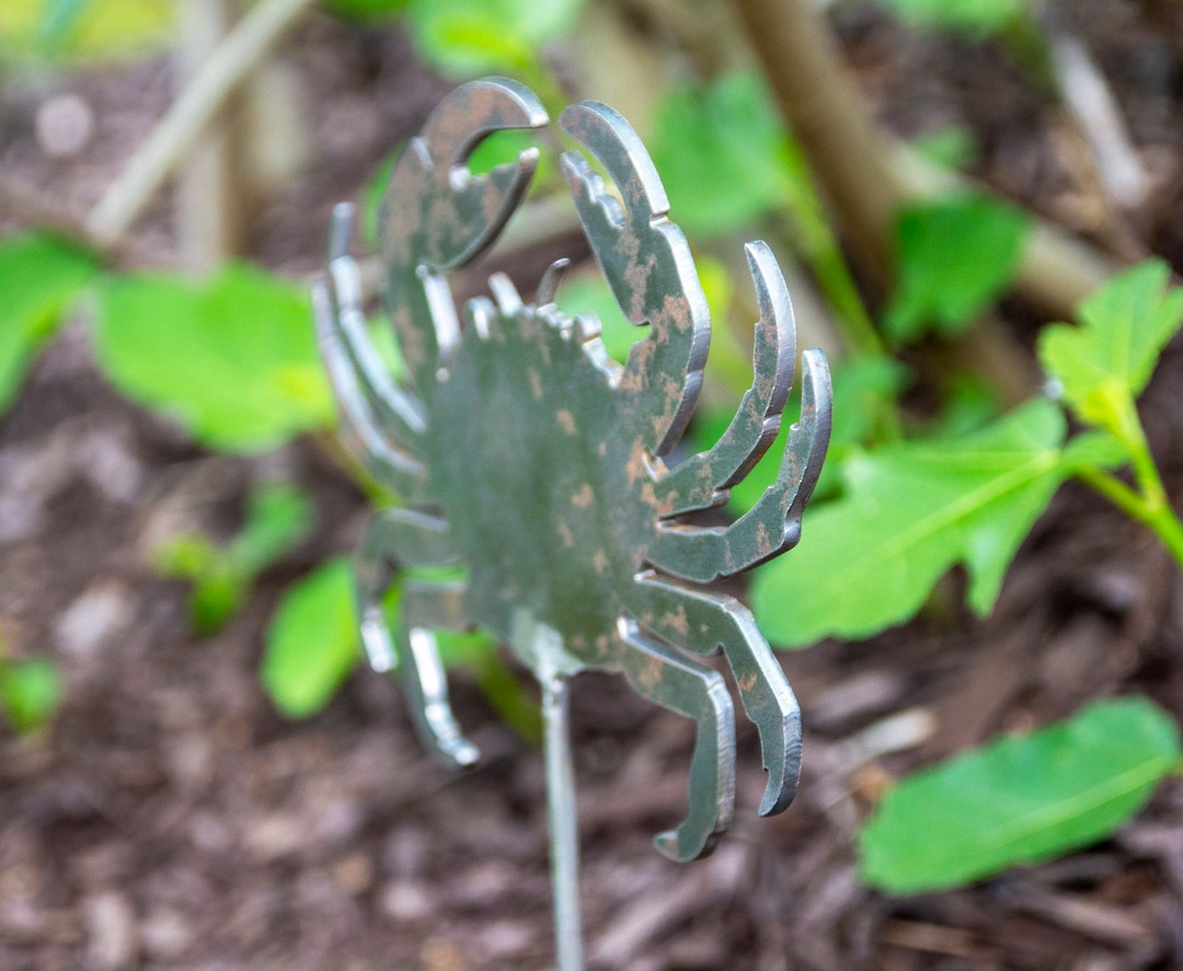 Rustic Crab Garden Decor - Metal Cut Crab Art - Nautical Home ...