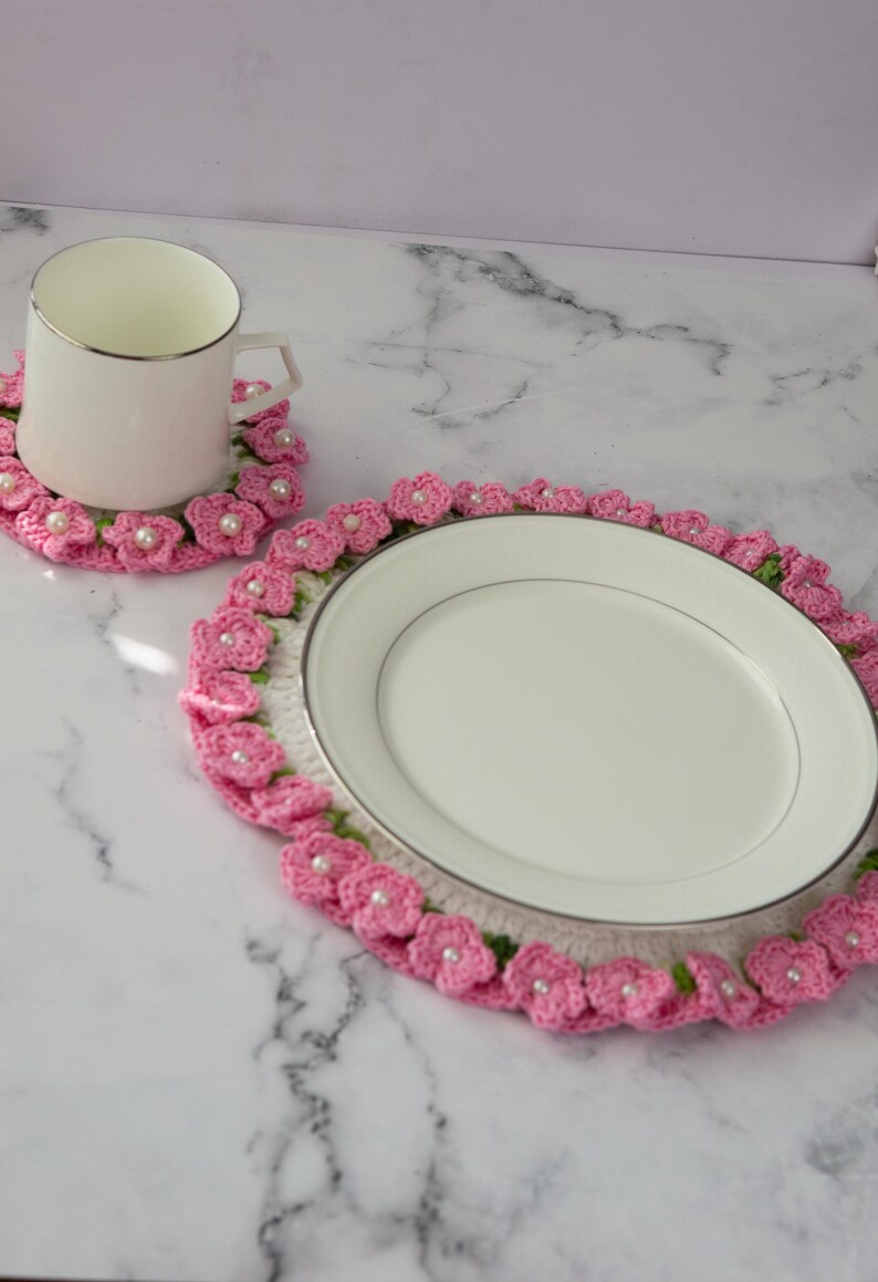 Coaster Crochet Flower Set Delicate Beautiful Coaster Tea Party ...