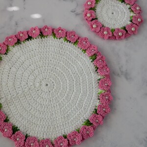 Coaster Crochet Flower Set Delicate Beautiful Coaster Tea Party ...