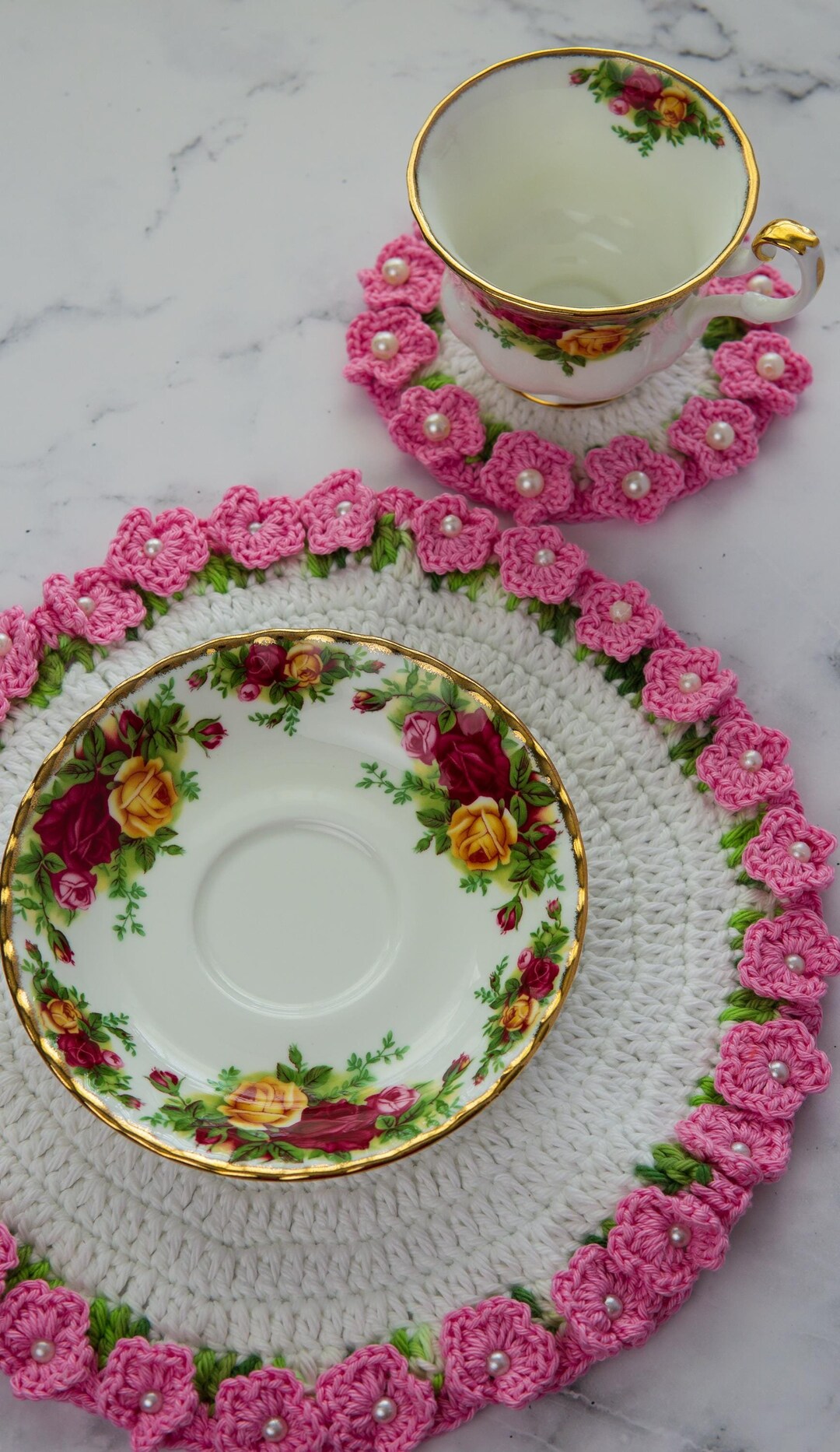 Coaster Crochet Flower Set Delicate Beautiful Coaster Tea Party ...