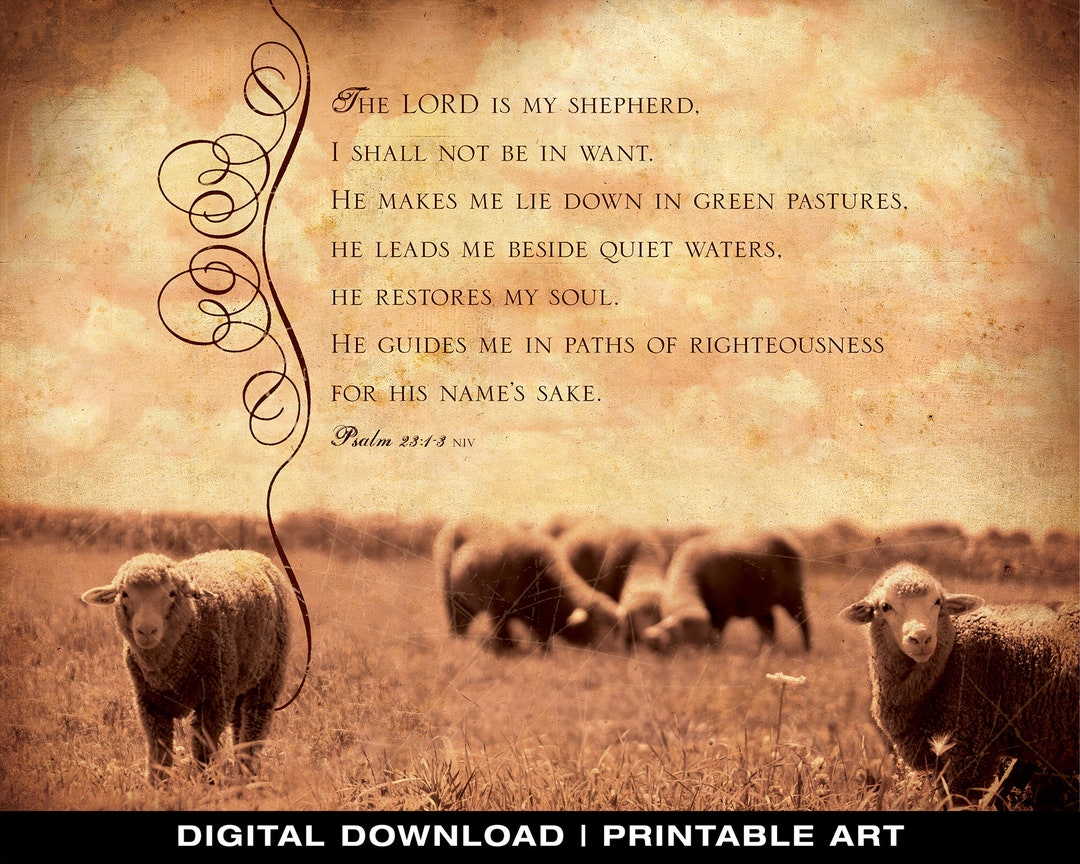 Psalm 23 the Lord is My Shepherd Instant Download, Printable Bible ...