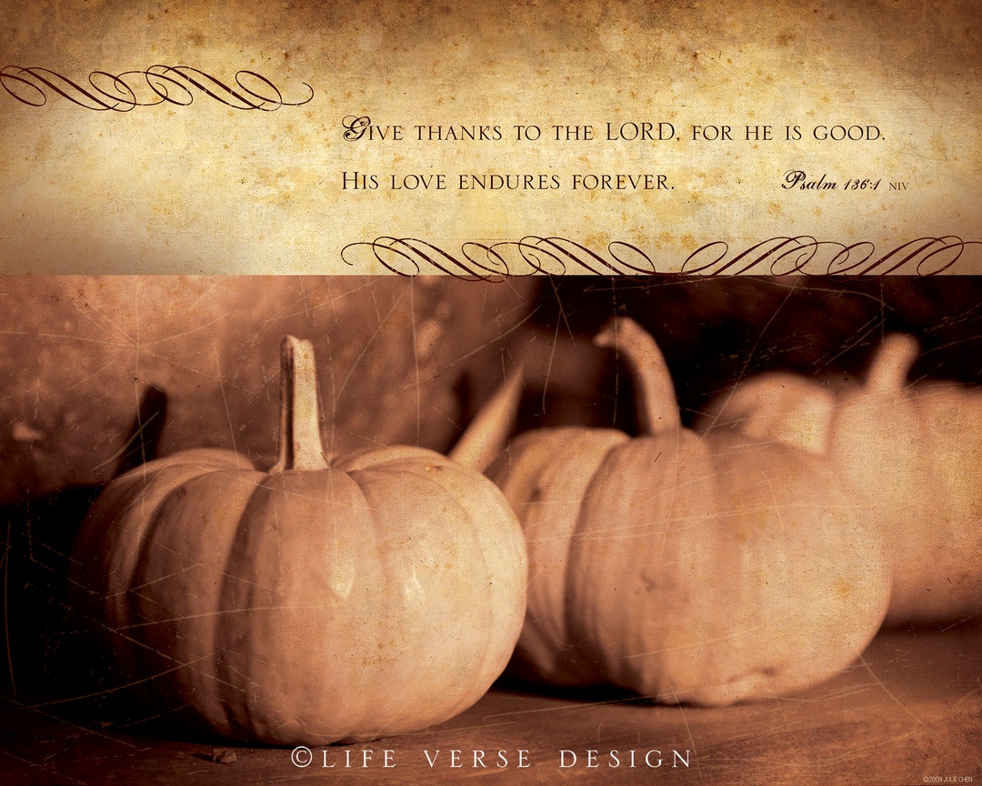 Thanksgiving Bible Art Christian Thanksgiving Decor GIVE THANKS Psalm ...