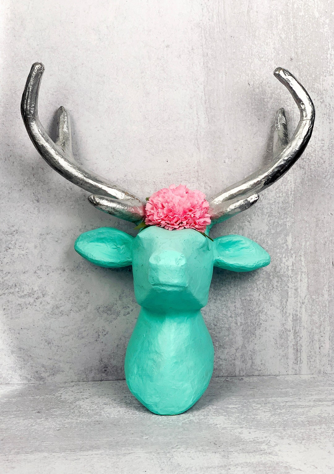 Painted Paper Mache Deer With Antlers Art Display - Etsy